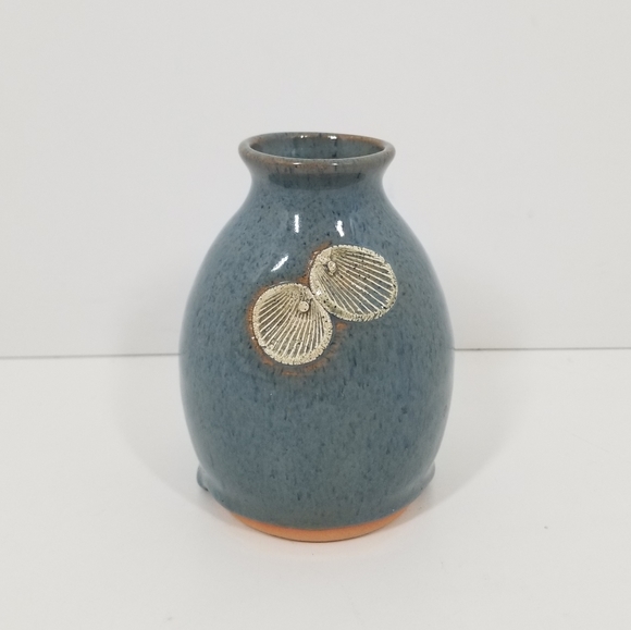 Accents | Vintage M E Kay Blue Sea Shells Stoneware Vase Jug | Poshmark